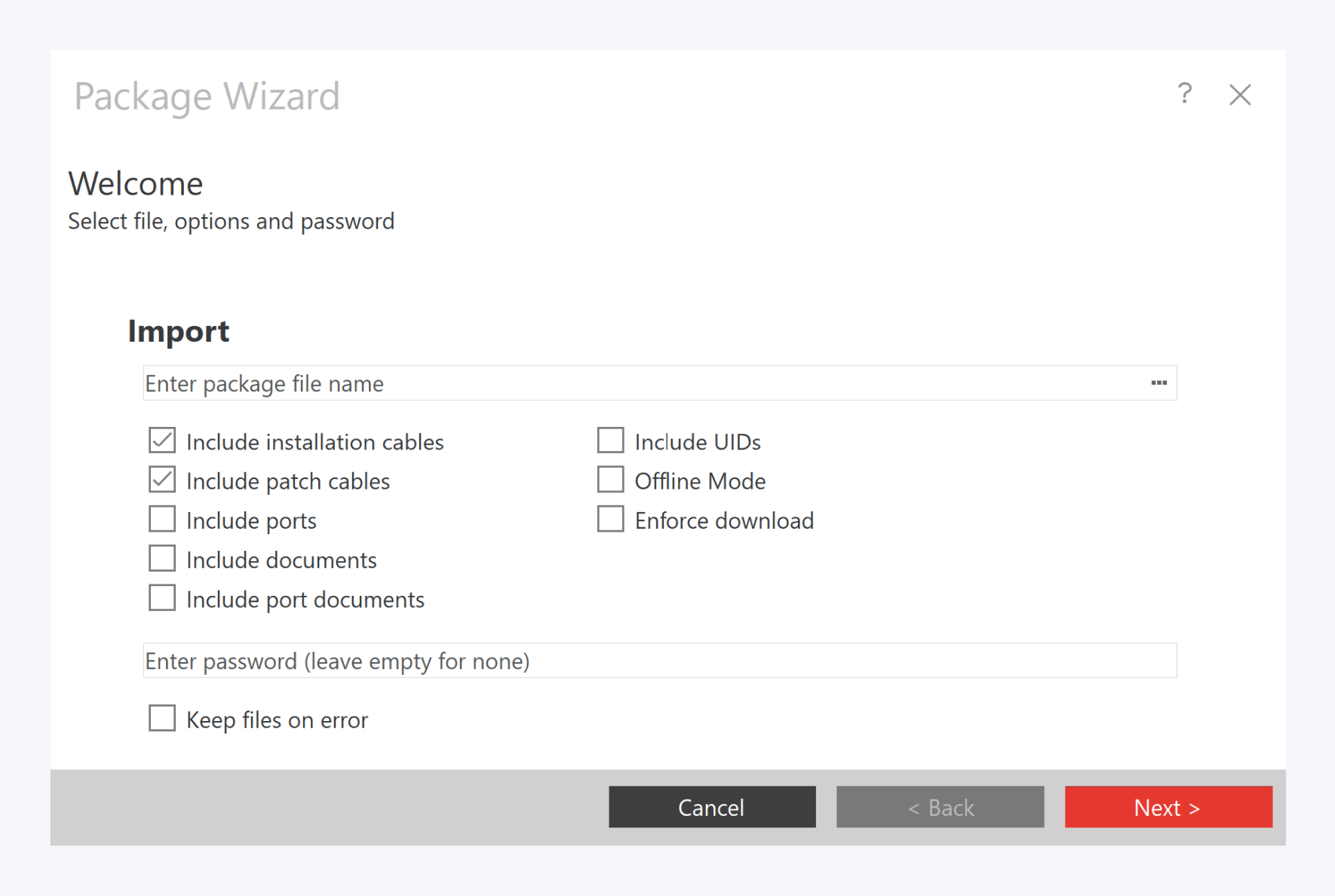Import from PFC Package